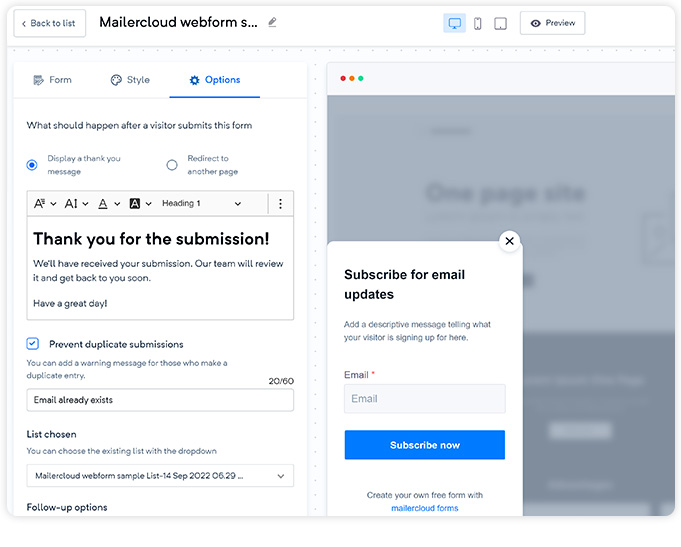 How to edit the thank you message that will appear after a contact submits the web form ...